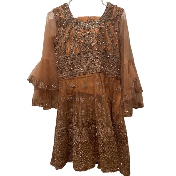 Dresses | Womens 3 Pcs Gharara Suit Rust Preloved In Excellent ...